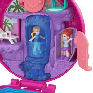 Polly Pocket Compact Playset, Flamingo Floatie with 2 Micro Dolls & Accessories, Travel Toy with Surprise Reveals