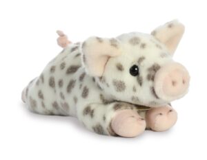 aurora® realistic miyoni® spotted piglet stuffed animal - lifelike detail - cherished companionship - white 11 inches