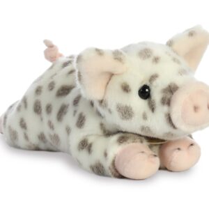 Aurora® Realistic Miyoni® Spotted Piglet Stuffed Animal - Lifelike Detail - Cherished Companionship - White 11 Inches