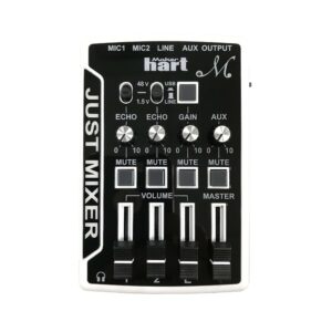 maker hart just mixer m 4 channel compact microphone mixer/2 mic in/2 stereo in/mic power/usb audio in&out