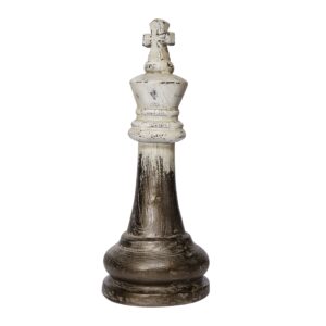 a&b home, antique finish magnesia king chess piece sculpture