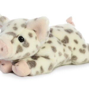 Aurora® Realistic Miyoni® Spotted Piglet Stuffed Animal - Lifelike Detail - Cherished Companionship - White 11 Inches