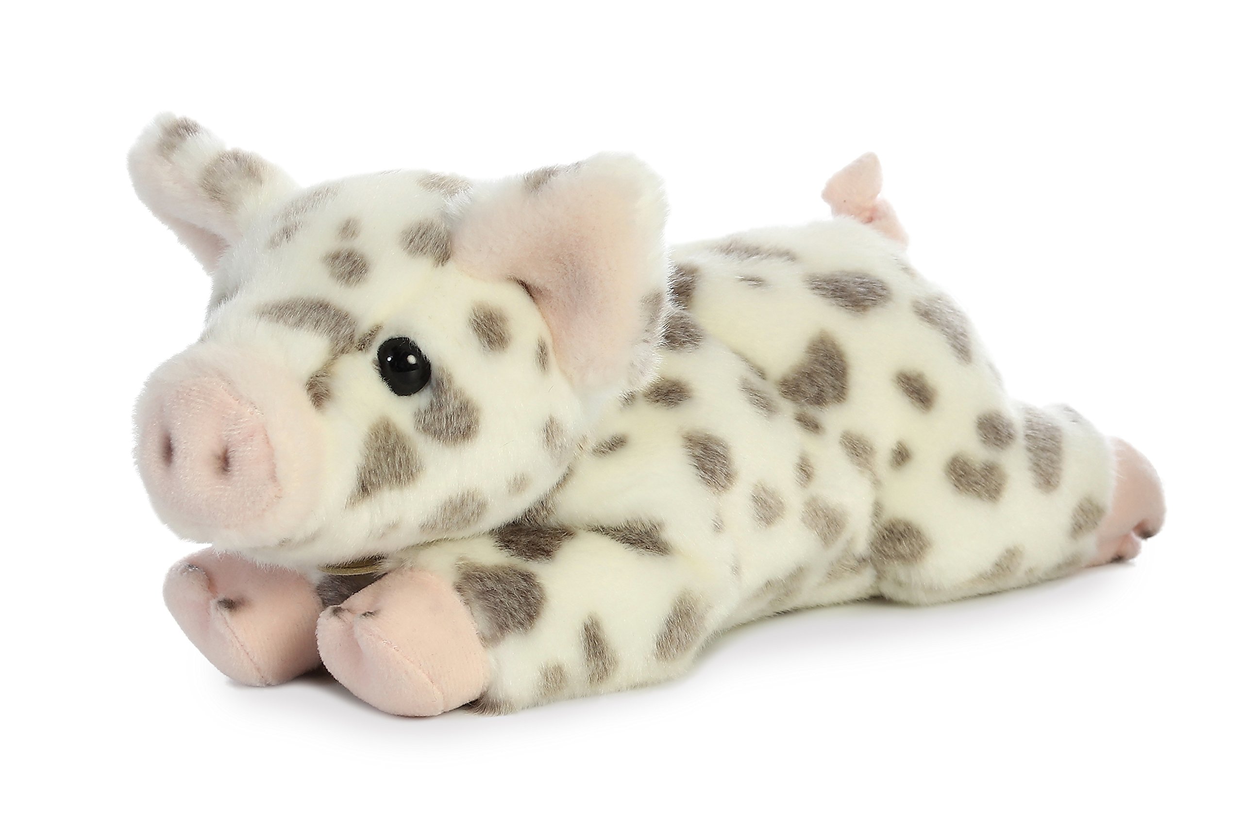 Aurora® Realistic Miyoni® Spotted Piglet Stuffed Animal - Lifelike Detail - Cherished Companionship - White 11 Inches