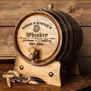 personalized - custom engraved american premium oak aging barrel - age your own whiskey, beer, wine, bourbon, tequila, rum, hot sauce & more | barrel aged (2 liters)