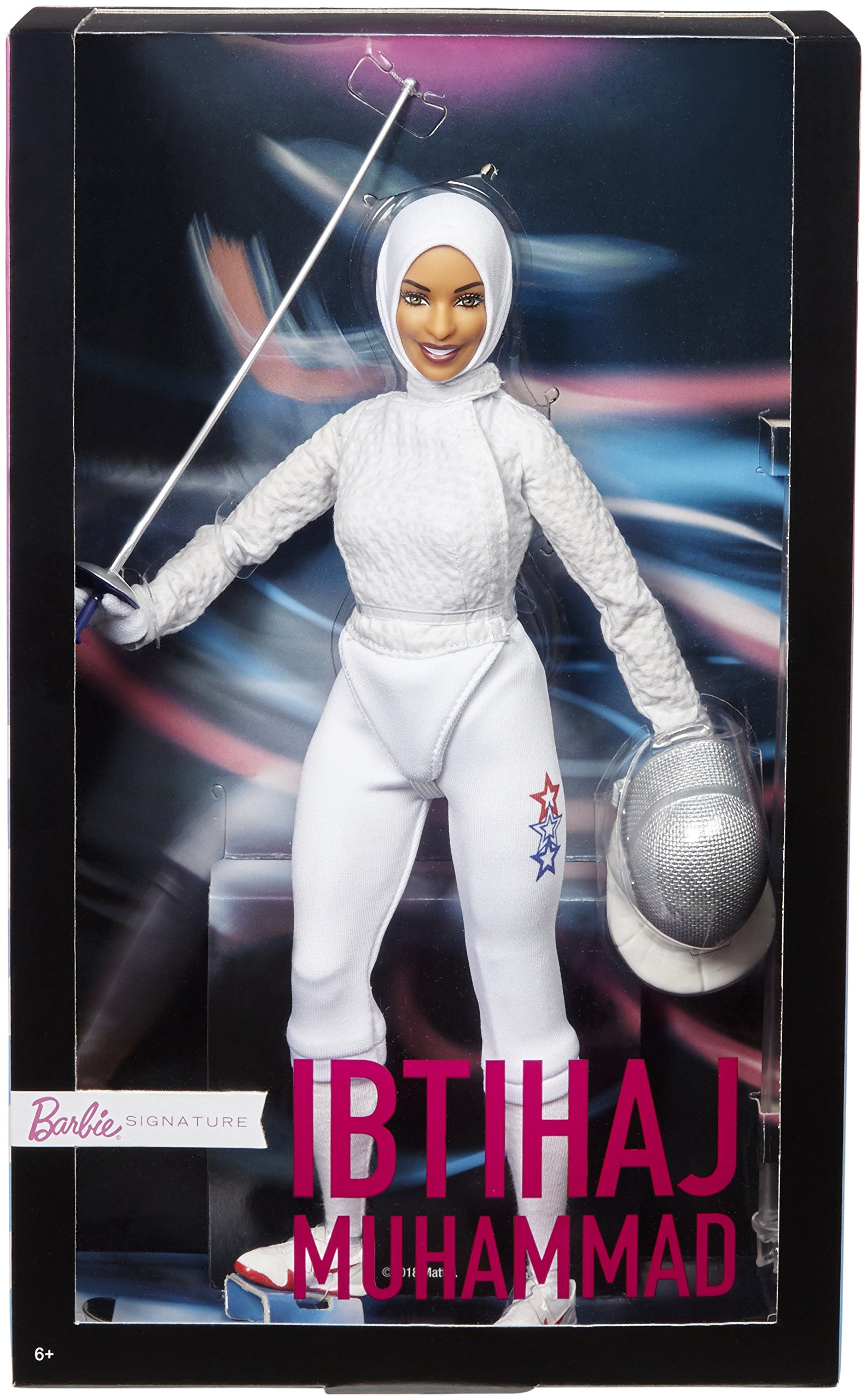 Barbie Ibtihaj Muhammad Doll with Fencing Uniform, Hijab, Sabre and Mask