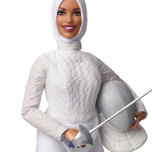 Barbie Ibtihaj Muhammad Doll with Fencing Uniform, Hijab, Sabre and Mask