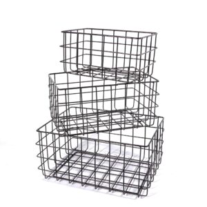 slpr wire storage basket (set of 3, black) | decorative metal baskets