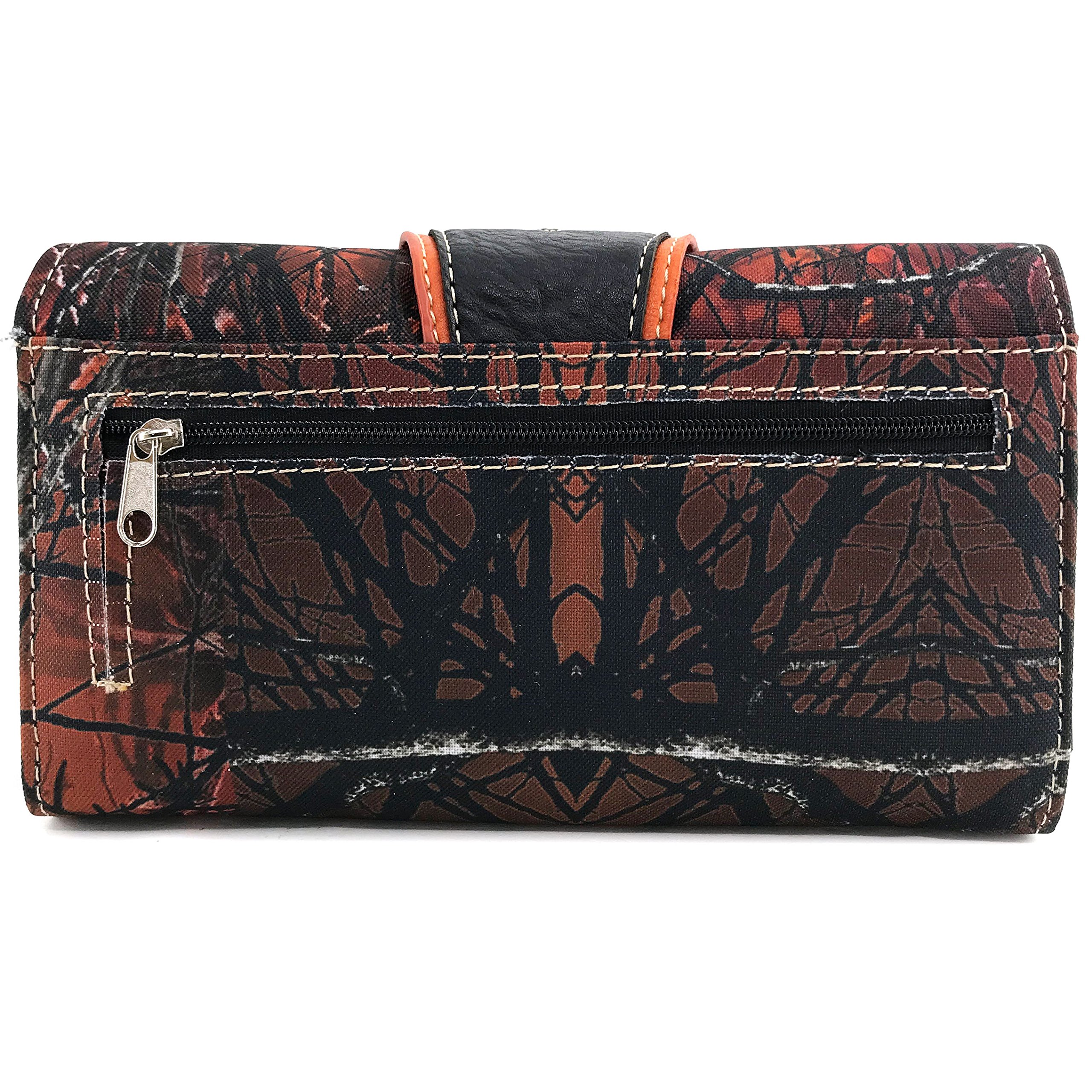 Justin West Camouflage Tree Branches Bling Rhinestone Buckle Handbag Purse (Orange Handbag Wallet Set)