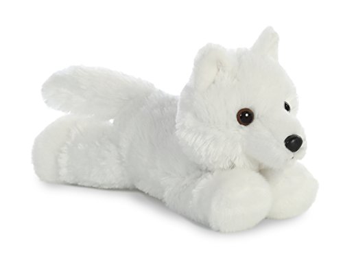 Aurora® Adorable Mini Flopsie™ White Wolf Stuffed Animal - Playful Ease - Timeless Companions - White 8 Inches