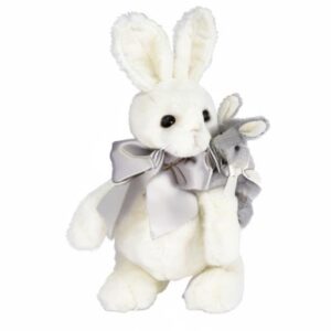 Bearington Skip and Hop White Gray Plush Stuffed Animal Bunny Rabbit, Adorable, Cuddly, Great Gift for Bunny Lovers of All Ages, Birthdays, Holidays and Special Occasions, 14 inches