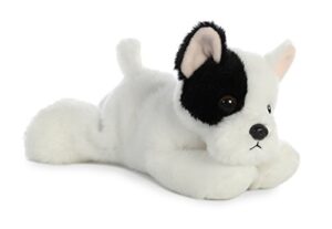 aurora® adorable mini flopsie™ french bulldog pup stuffed animal - playful ease - timeless companions - white 8 inches