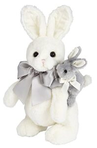 bearington skip and hop white gray plush stuffed animal bunny rabbit, adorable, cuddly, great gift for bunny lovers of all ages, birthdays, holidays and special occasions, 14 inches