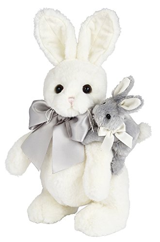 Bearington Skip and Hop White Gray Plush Stuffed Animal Bunny Rabbit, Adorable, Cuddly, Great Gift for Bunny Lovers of All Ages, Birthdays, Holidays and Special Occasions, 14 inches