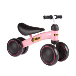 ride on mini trike with easy grip handles, enclosed wheels and no pedals for learning to walk for baby, toddlers, boys and girls by lil’ rider (pink)