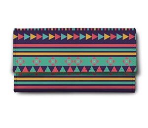 shopmantra women's triangular art pattern faux leather printed wallet | wallet for women | ladies purse | clutch | multiple card holder organizer and phone pocket zip wallet.