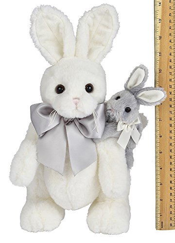 Bearington Skip and Hop White Gray Plush Stuffed Animal Bunny Rabbit, Adorable, Cuddly, Great Gift for Bunny Lovers of All Ages, Birthdays, Holidays and Special Occasions, 14 inches