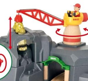 BRIO World - 33889 Crane & Mountain Tunnel | 7 Piece Toy Train Accessory for Kids | Interactive Play | FSC Certified Wood | Perfect for Ages 3 and Up