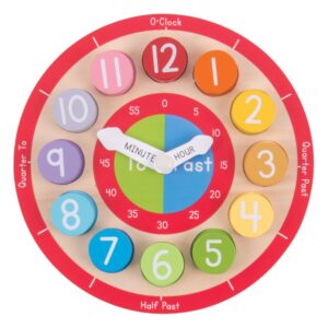 bigjigs toys wooden teaching clock - tell the time