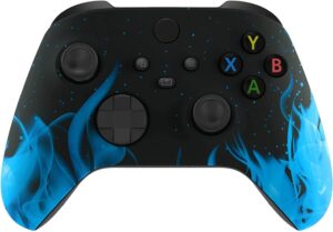 modded custom rapid fire controller for xbox one s & x - blackout blue leds glossy black buttons - master mod