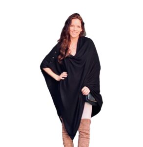 zalamoon luxury infinity shawl infinite ways to wear wrap poncho cape scarf (black)