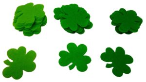 large saint patrick's day green shamrock felt confetti (pack of 36, size: 1.5") perfect for saint patrick's day party decor, art & craft