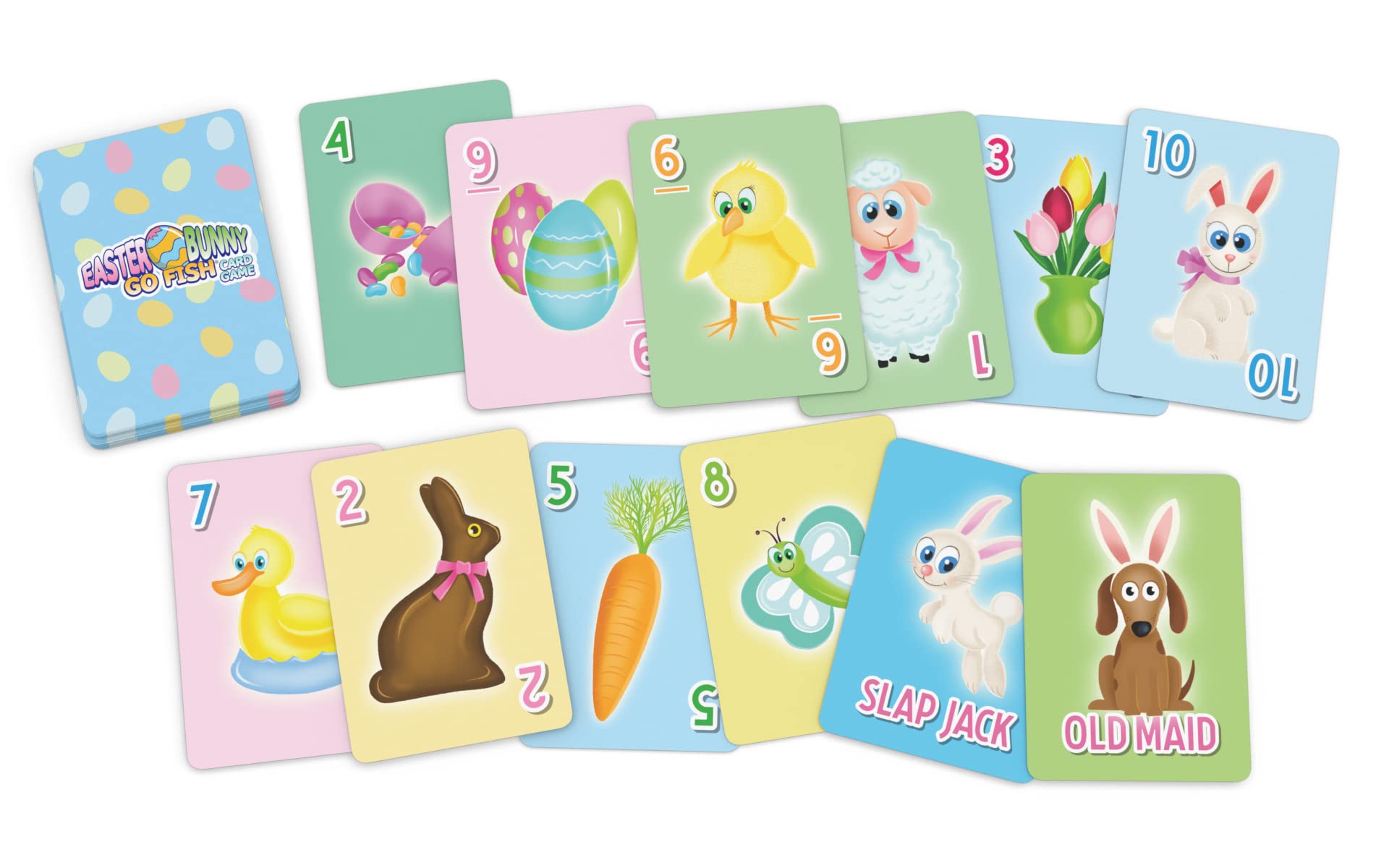 Arizona GameCo Easter Bunny Go Fish Card Game | Kids Ages 4-9 | Play 3 Fun Games Including Go Fish, Slap Jack & Old Maid Using 1 Deck | an Ideal Easter Gift or Use as Basket Stuffers for Girls & Boys