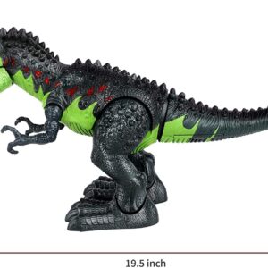 SY JOYSAE WonderPlay Tyrannosaurus T-Rex Dinosaur with Lights and Realistic Sounds Action Figure Toy - Light Up Eyes, Awesome Sounds - Walks on Its Own! - Great Gift Boys 3+,Battery Operate (Green)