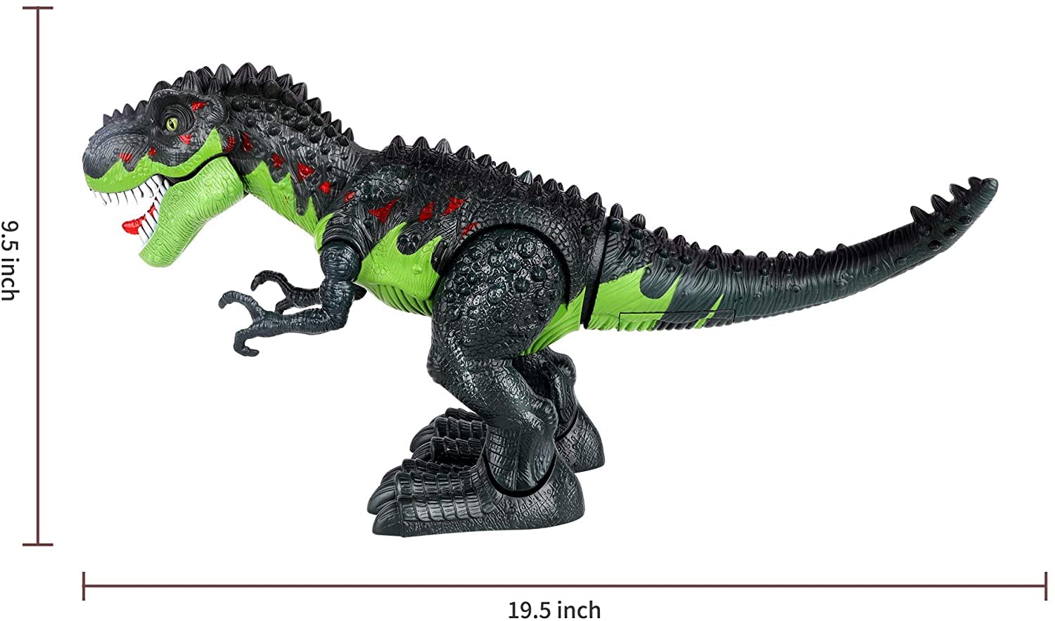 SY JOYSAE WonderPlay Tyrannosaurus T-Rex Dinosaur with Lights and Realistic Sounds Action Figure Toy - Light Up Eyes, Awesome Sounds - Walks on Its Own! - Great Gift Boys 3+,Battery Operate (Green)