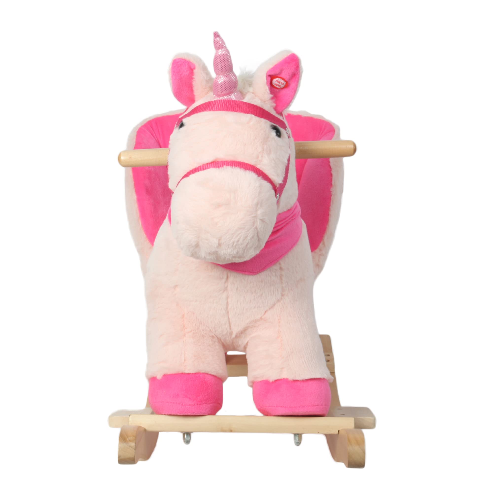 Linzy Toys Fancy Unicorn Baby Rocker with Safety Belt, and Sound, Ride Unicorn, Kids Ride on Toy, Infant (Boy/Girl) Plush Animal Rocker, Pink,(36063) Large