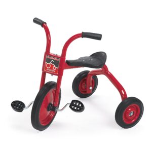 children’s factory classicrider 12" toddler tricycle, kids tricycle with rubber wheels, red/black