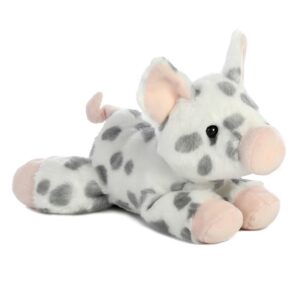 aurora® adorable mini flopsie™ spotted piglet stuffed animal - playful ease - timeless companions - white 8 inches