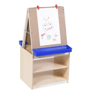 children's factory ang1190 2-station art center, kids art easel & storage unit, toddler classroom furniture & organization for homeschool/playroom/daycare/preschool