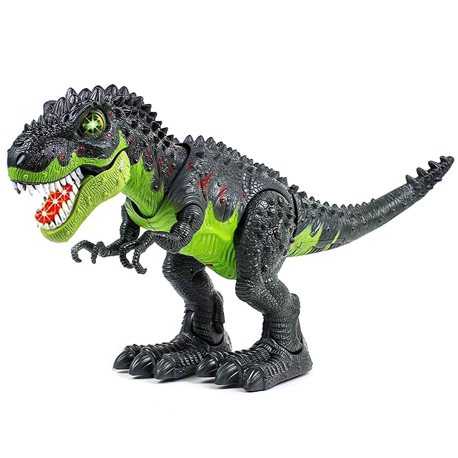 SY JOYSAE WonderPlay Tyrannosaurus T-Rex Dinosaur with Lights and Realistic Sounds Action Figure Toy - Light Up Eyes, Awesome Sounds - Walks on Its Own! - Great Gift Boys 3+,Battery Operate (Green)