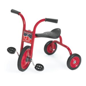 children’s factory classicrider 10” pedal pusher tricycle for kids ages 3+, toddler trike for beginner riders, red/ black