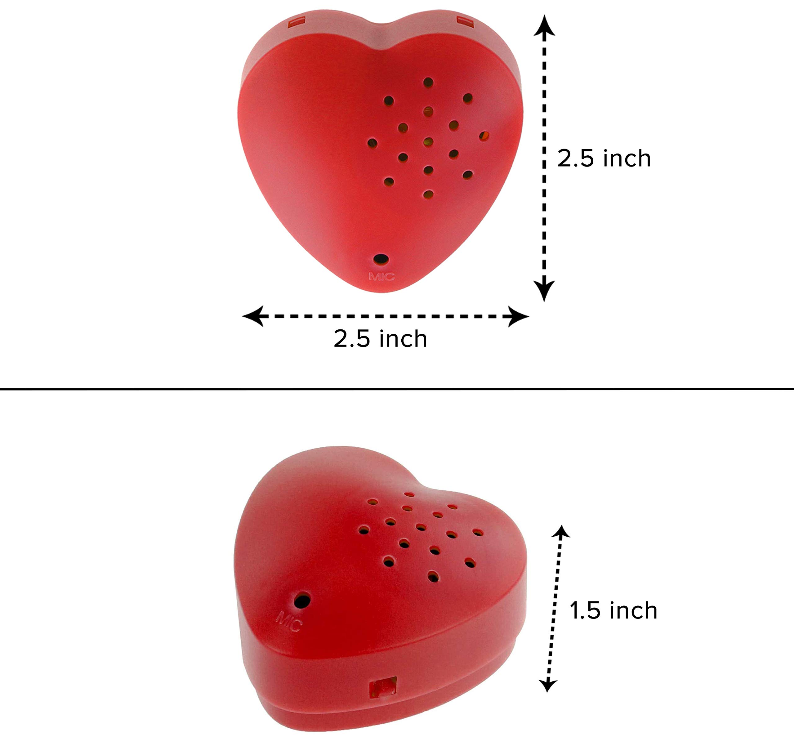 2 Pack, Inventiv 30 Second Voice Sound Recorder Module for Plush Toy, Stuffed Teddy Bear Animal Recordable Heart, Record Custom Messages (Red)