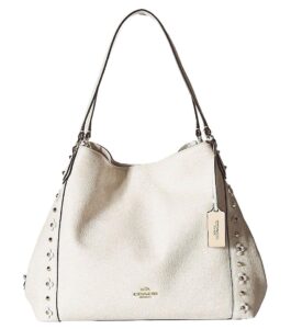 coach edie leather shoulder bag with floral rivets - #f33700