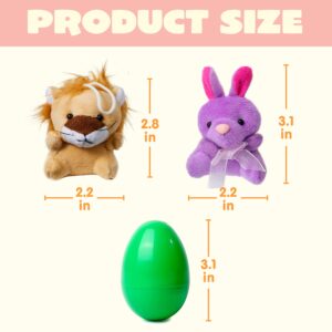 JOYIN 12 Pcs Prefilled Easter Eggs of Mini Stuffed Animal Plush Toys Easter Basket Stuffer for Kids Easter Egg Hunt Filler Stuffer