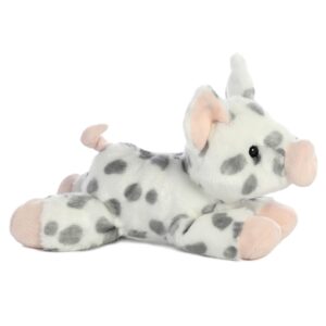 Aurora® Adorable Mini Flopsie™ Spotted Piglet Stuffed Animal - Playful Ease - Timeless Companions - White 8 Inches