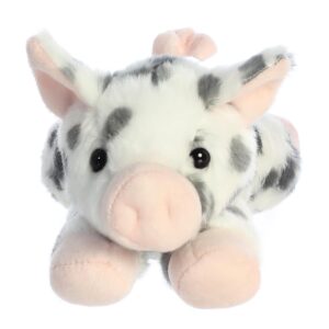 Aurora® Adorable Mini Flopsie™ Spotted Piglet Stuffed Animal - Playful Ease - Timeless Companions - White 8 Inches