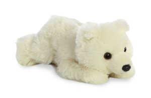 aurora® adorable mini flopsie™ polar bear stuffed animal - playful ease - timeless companions - white 8 inches