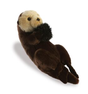 aurora® realistic miyoni® sea otter stuffed animal - lifelike detail - cherished companionship - brown 17 inches