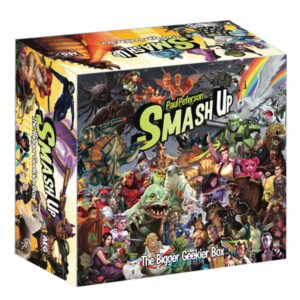 aeg smash up: bigger geekier box | card game storage solution | includes geeks & all-stars factions | 2-4 players | ages 14+ | 30-45 minute playtime