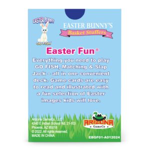 Arizona GameCo Easter Bunny Go Fish Card Game | Kids Ages 4-9 | Play 3 Fun Games Including Go Fish, Slap Jack & Old Maid Using 1 Deck | an Ideal Easter Gift or Use as Basket Stuffers for Girls & Boys