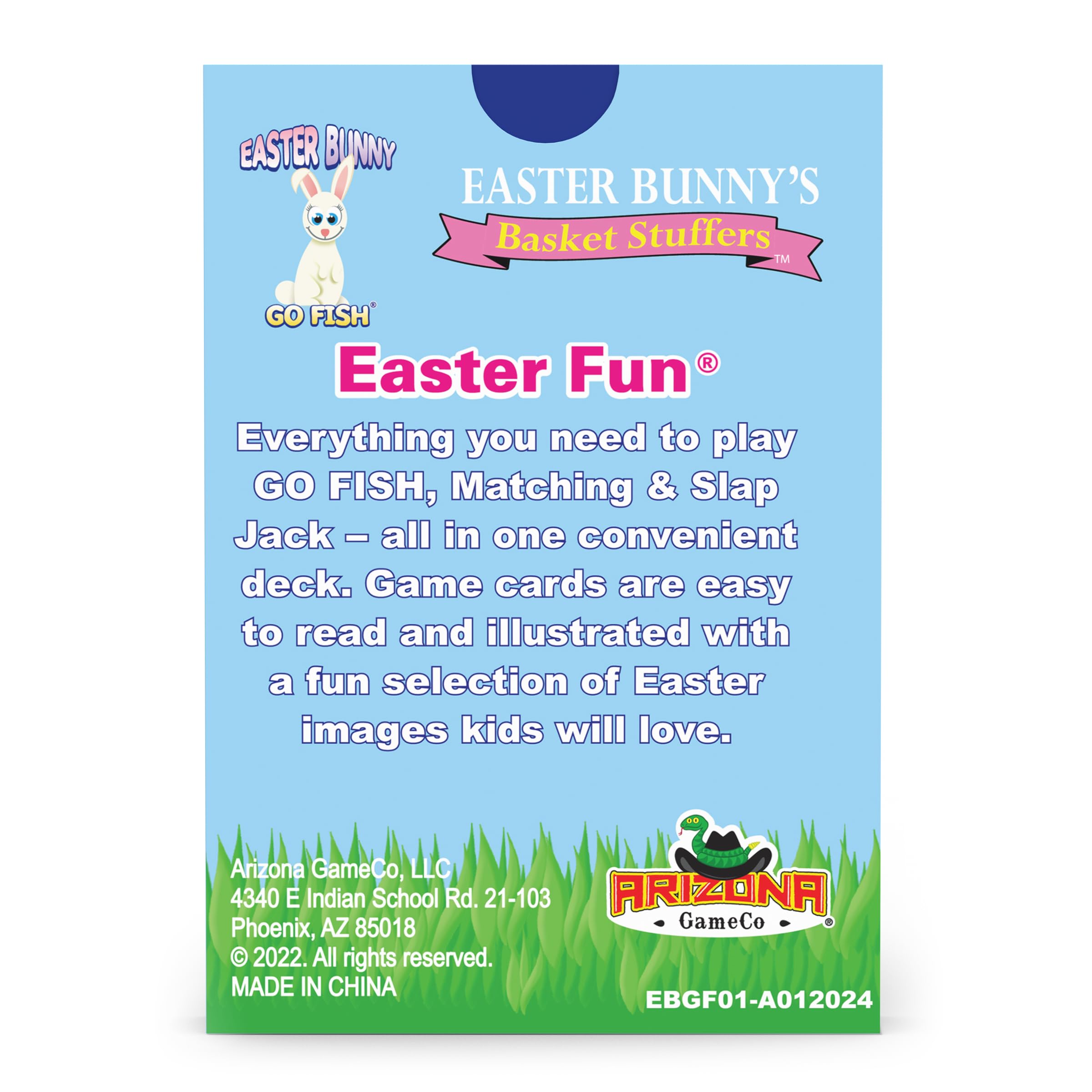 Arizona GameCo Easter Bunny Go Fish Card Game | Kids Ages 4-9 | Play 3 Fun Games Including Go Fish, Slap Jack & Old Maid Using 1 Deck | an Ideal Easter Gift or Use as Basket Stuffers for Girls & Boys