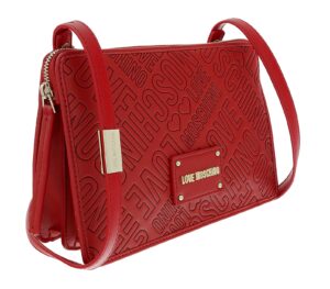 love moschino red signature embossed small shoulder bag for womens