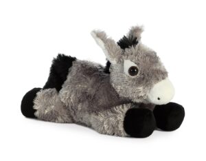 aurora® adorable mini flopsie™ donkey stuffed animal - playful ease - timeless companions - gray 8 inches