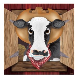 amscan pin the moustache on the cow game, 17" x 17", multicolor