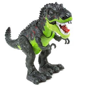 sy joysae wonderplay tyrannosaurus t-rex dinosaur with lights and realistic sounds action figure toy - light up eyes, awesome sounds - walks on its own! - great gift boys 3+,battery operate (green)