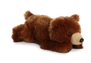 aurora® adorable mini flopsie™ grizzly bear stuffed animal - playful ease - timeless companions - brown 8 inches