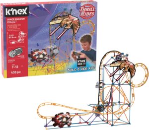 k'nex thrill rides – space invasion roller coaster building set with ride it! app – 438piece – ages 7+ building set.